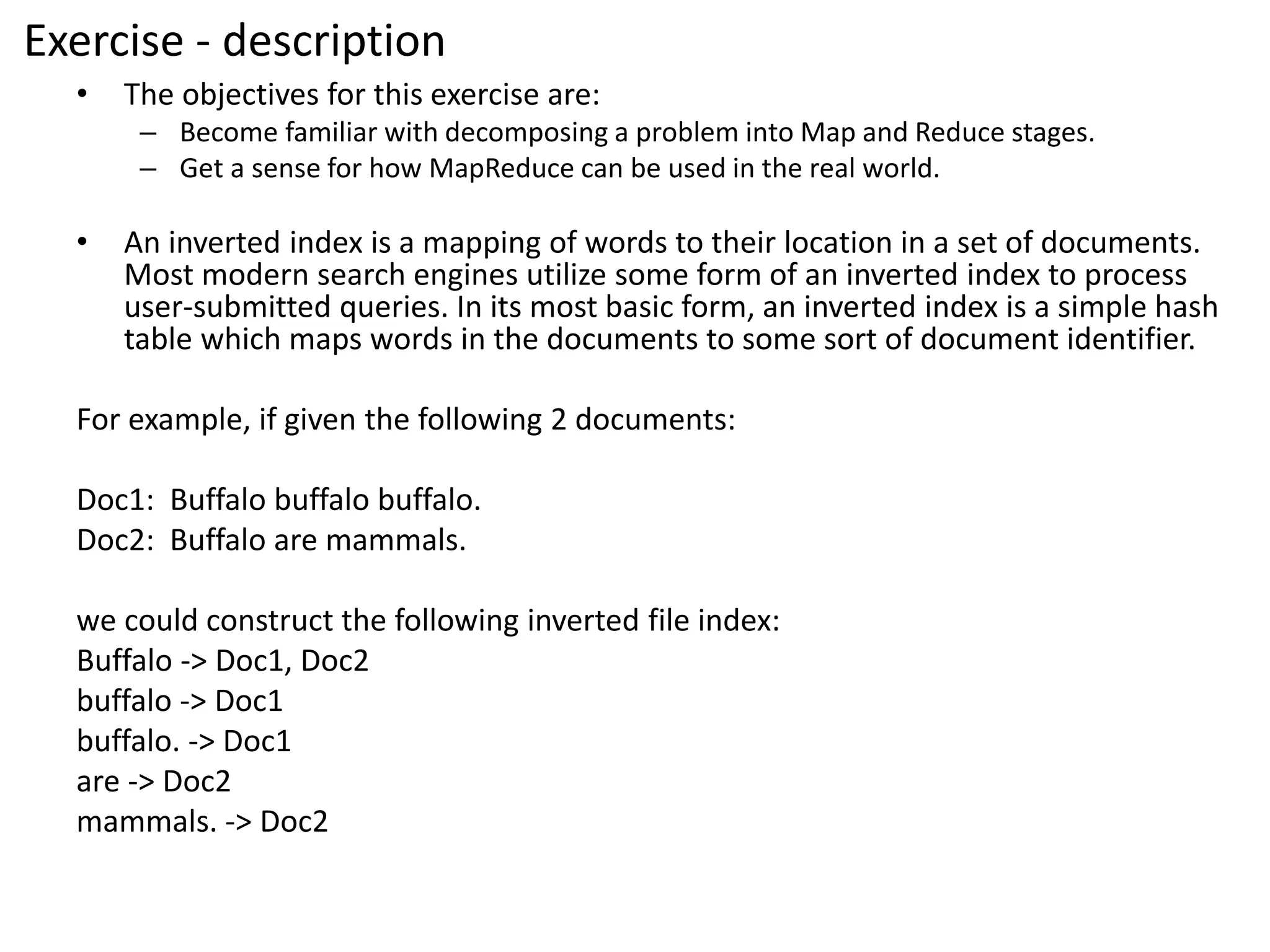 Hadoop first mr job - inverted index construction | PPT