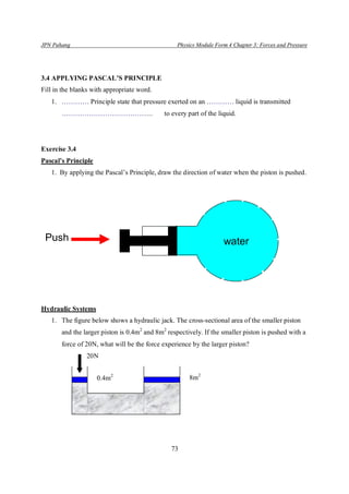 SPM PHYSICS FORM 4 forces and pressure | PDF