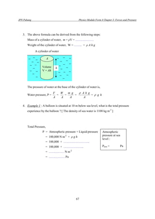 SPM PHYSICS FORM 4 forces and pressure | PDF