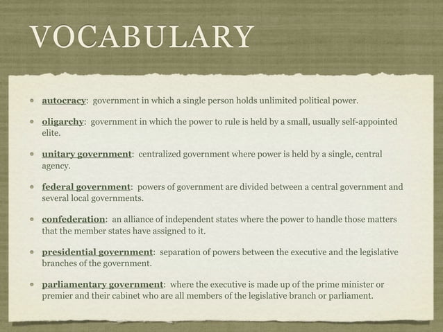 03 - Forms of Government | KEY | Political Issues & policy | Politics