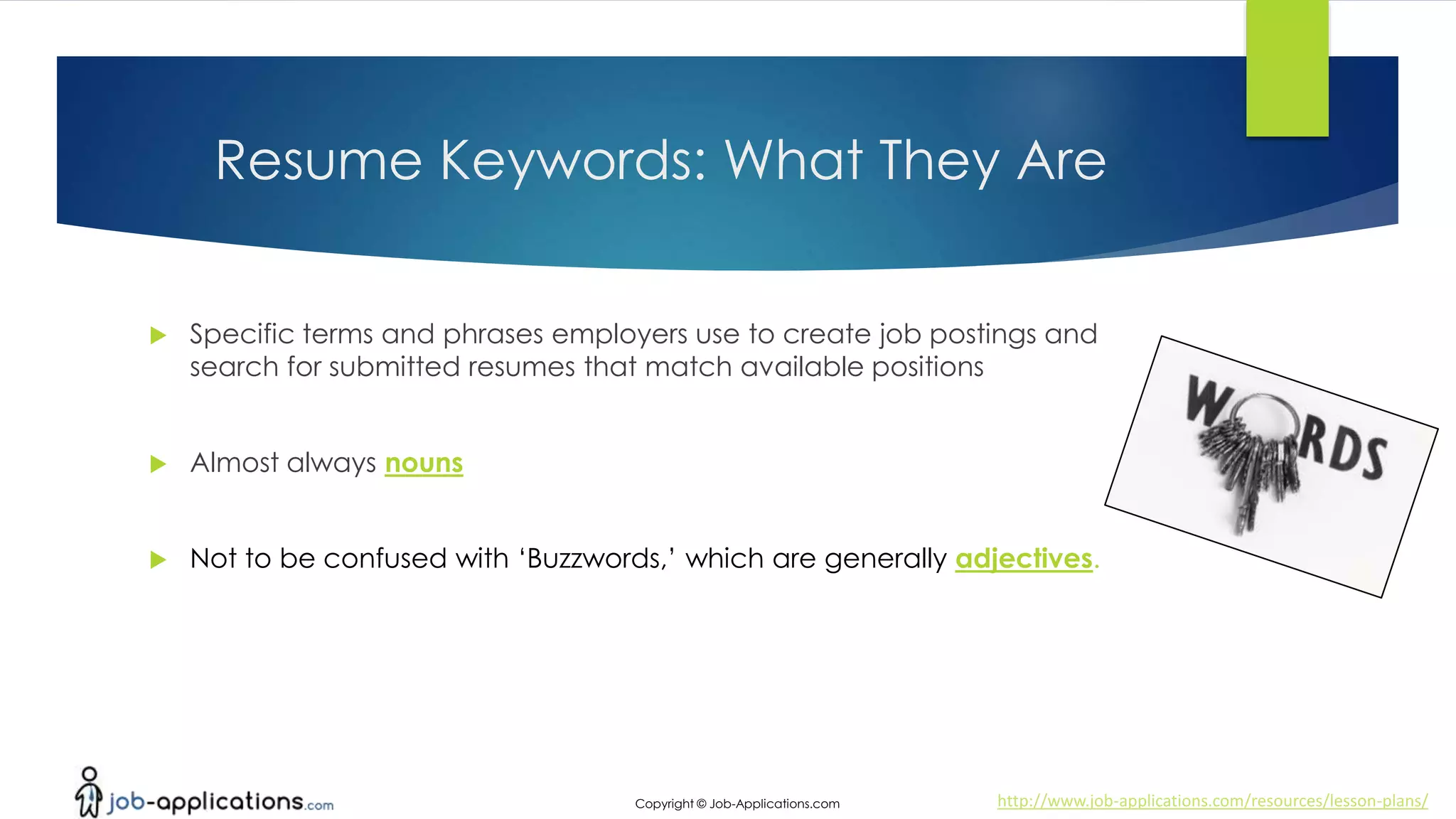 Job-Applications.com Resume Lesson Plan | PPTX