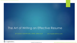 Job-Applications.com Resume Lesson Plan | PPTX