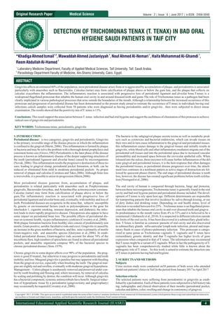 DETECTION OF TRICHOMONAS TENAX (T. TENAX) IN BAD ORAL HYGIENE SAUDI ...