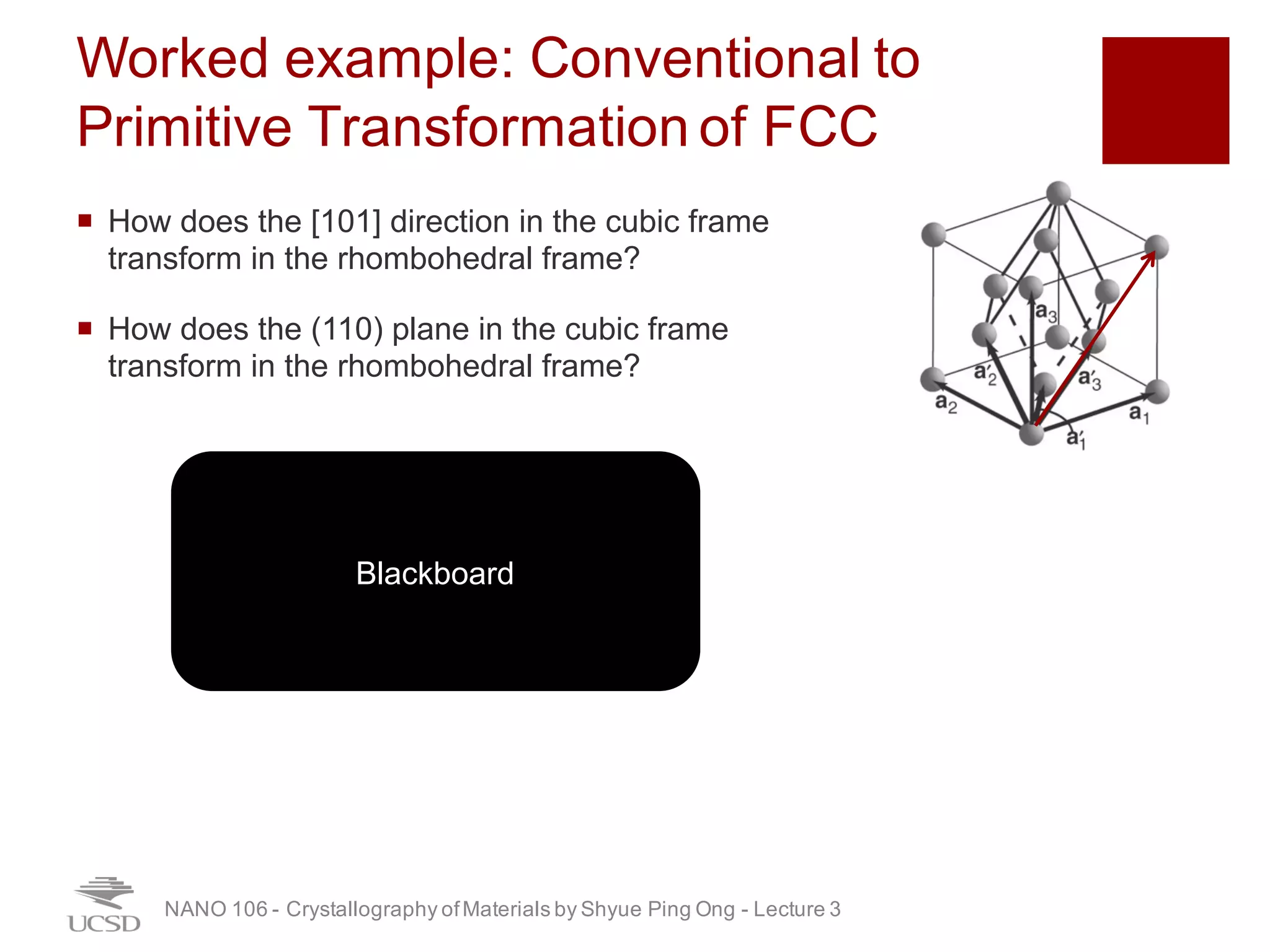 UCSD NANO106 - 03 - Lattice Directions and Planes, Reciprocal Lattice ...