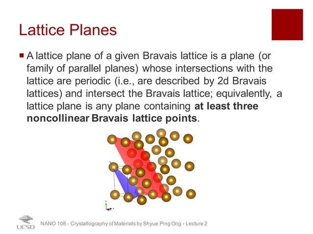 UCSD NANO106 - 03 - Lattice Directions and Planes, Reciprocal Lattice ...