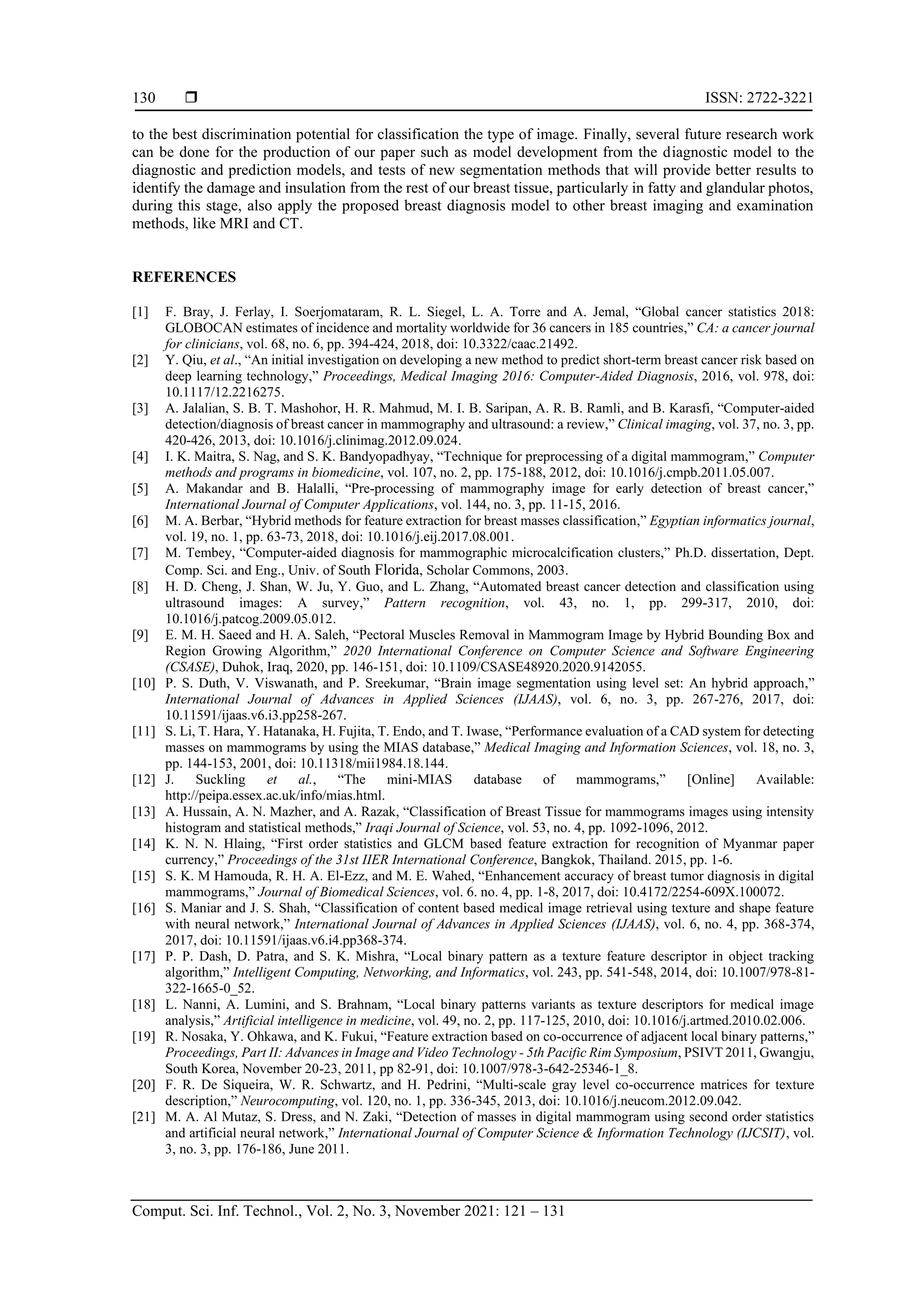 Classification Of Mammograms Based On Features Extraction Techniques Using Support Vector