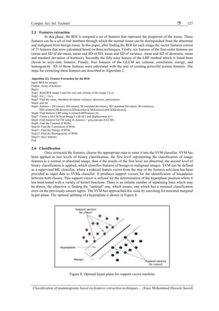 Classification of mammograms based on features extraction techniques using support vector ...
