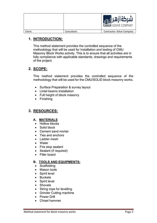 03 - Method Statement for block masonry.pdf