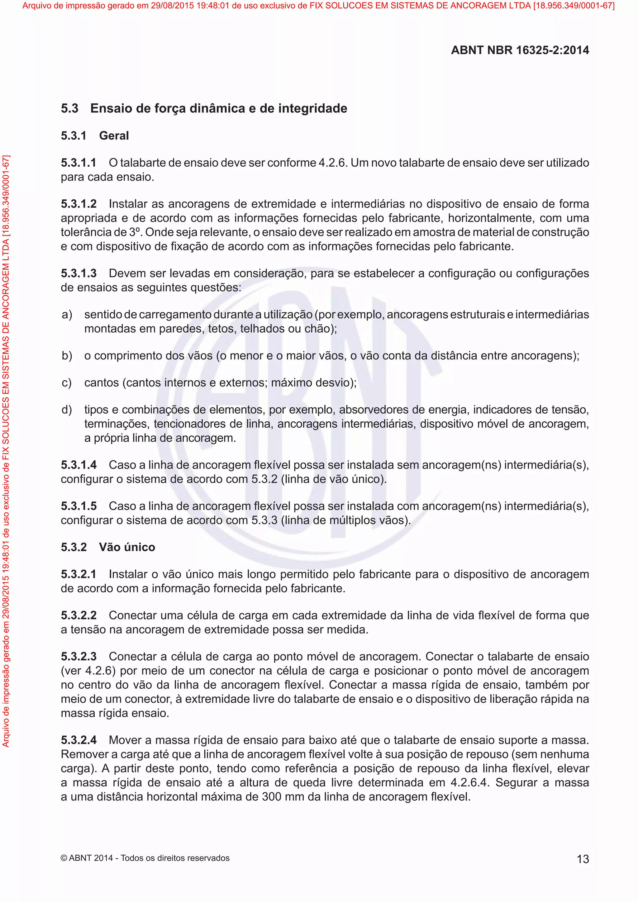 NBR 16325- parte 2 - dispositivos de ancoragem tipo c | PDF ...