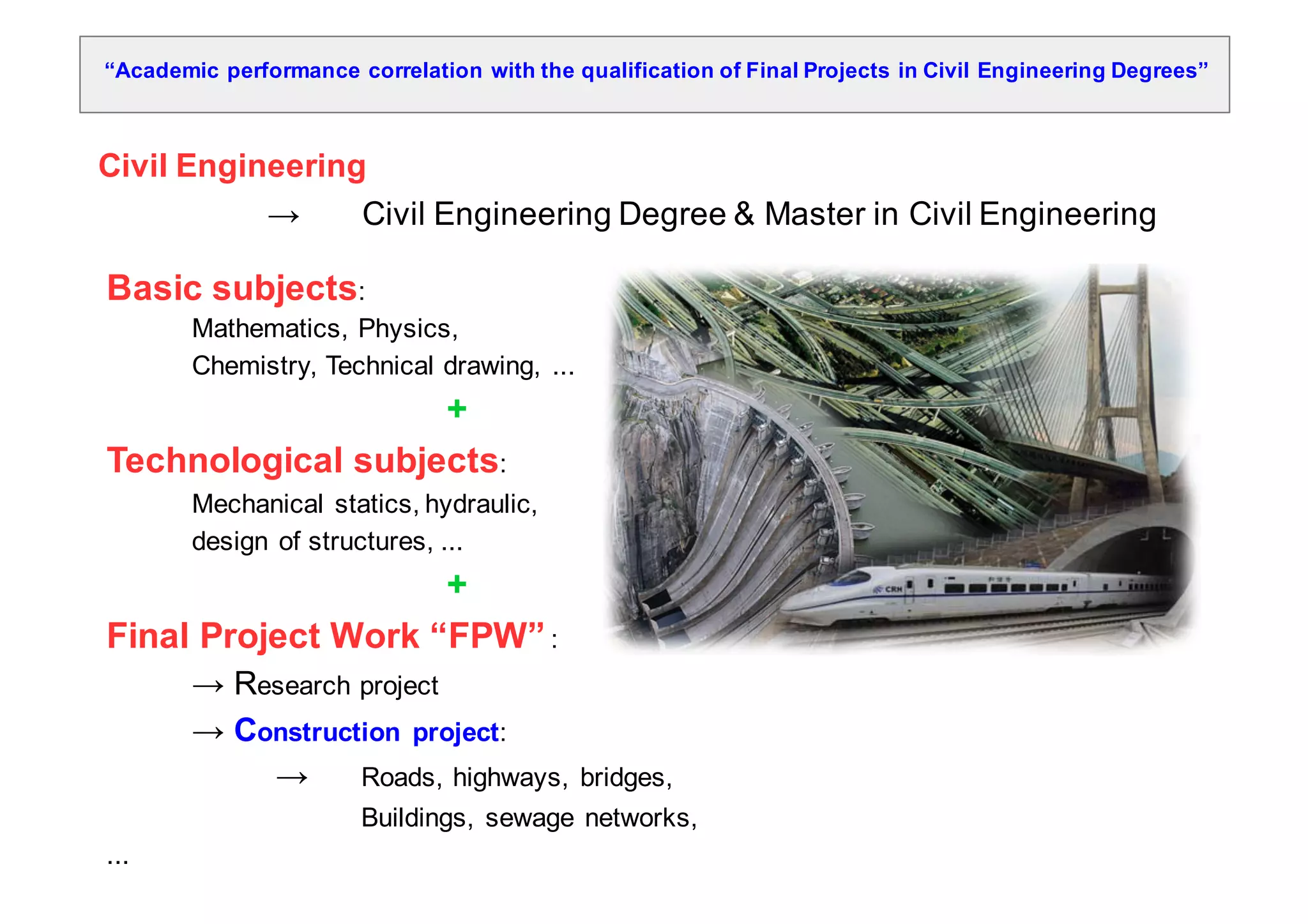 Academic performance correlation with the qualification of Final Projects in Civil Engineering ...