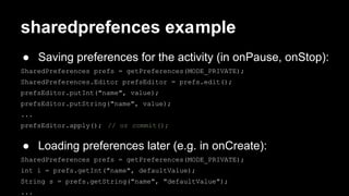 03 programmation mobile - android - (stockage, multithreads, web services) | PPT