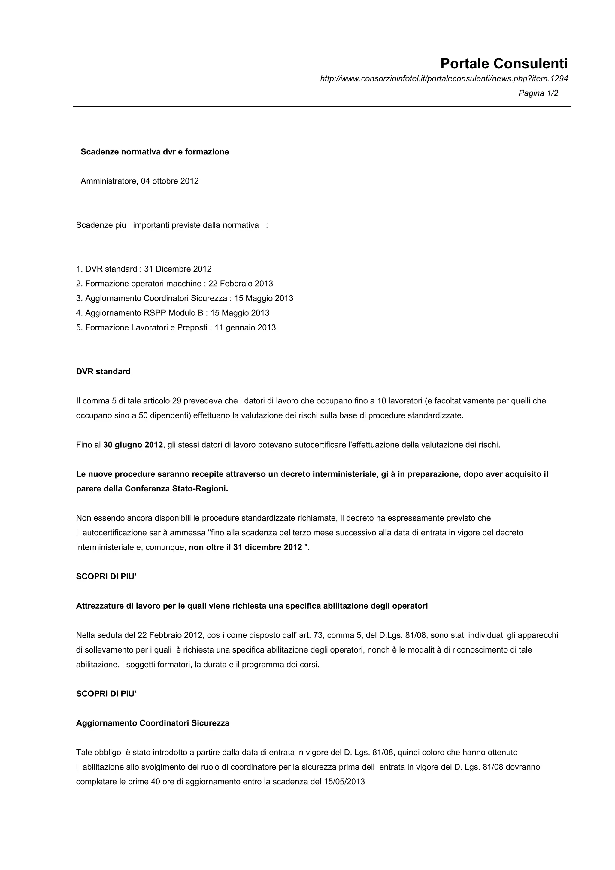 03 scadenze normativa dvr e formazione | PDF