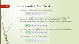 Selection Sort & Insertion Sorts Algorithms | PPTX