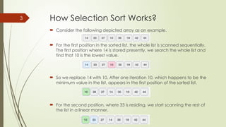 Selection Sort & Insertion Sorts Algorithms | PPTX