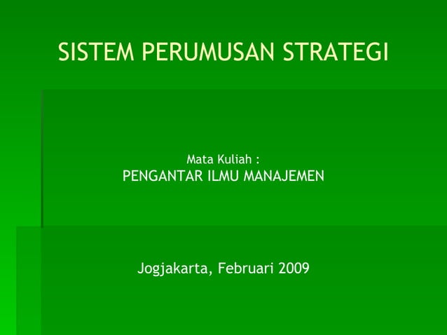 sistem perumusan strategi dalam manajemen | PPT