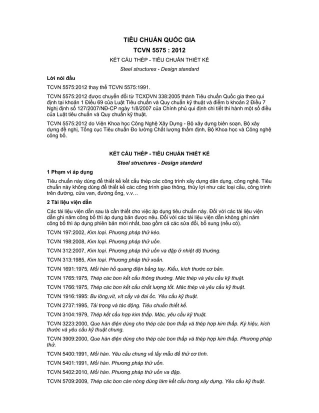 03 TCVN 5575-2012_Kết cấu thép - Tiêu chuẩn thiết kế | PDF