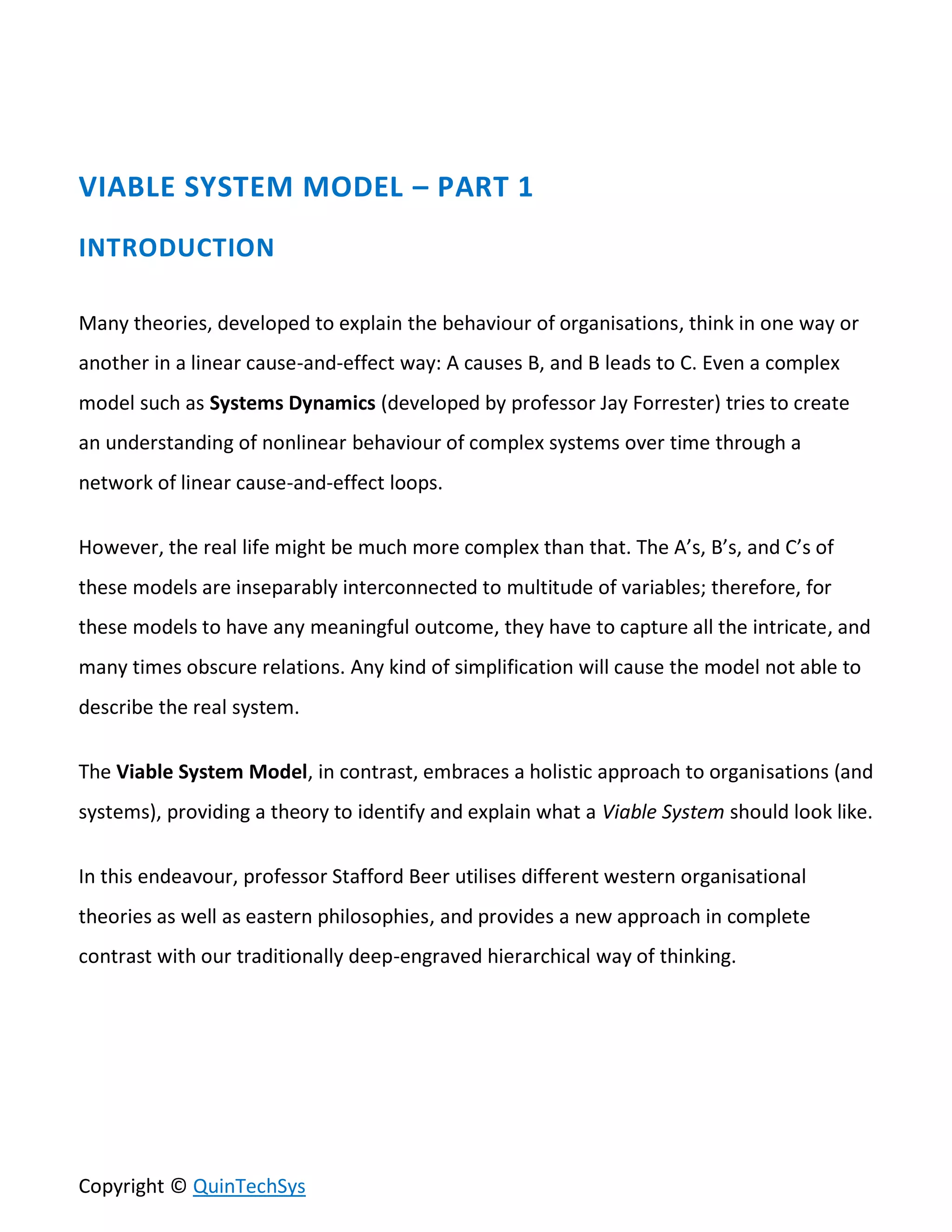 Viable System Model - Part 01 | PDF