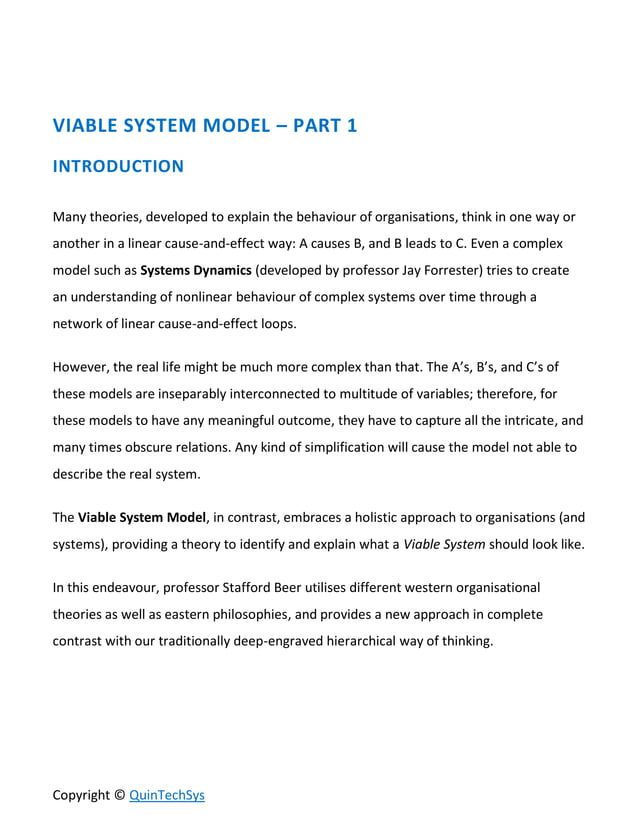 Viable System Model - Part 01 | PDF