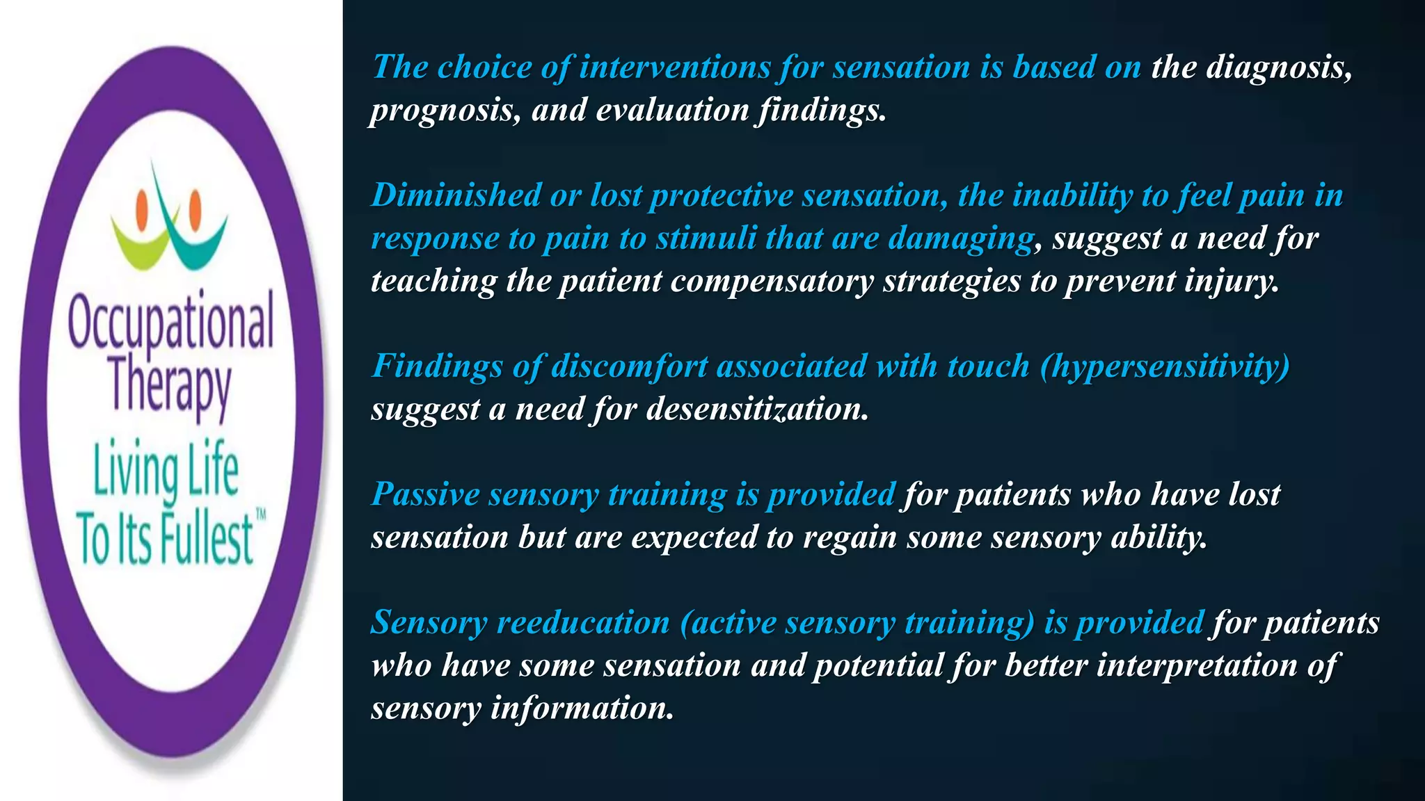 Occupational Therapy Sensory Testing and Intervention | PPTX