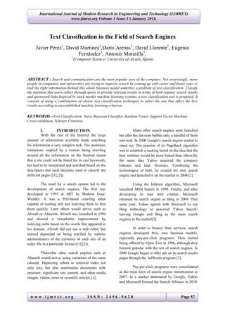 Text Classification in the Field of Search Engines | PDF