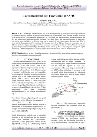 How to Decide the Best Fuzzy Model in ANFIS | PDF
