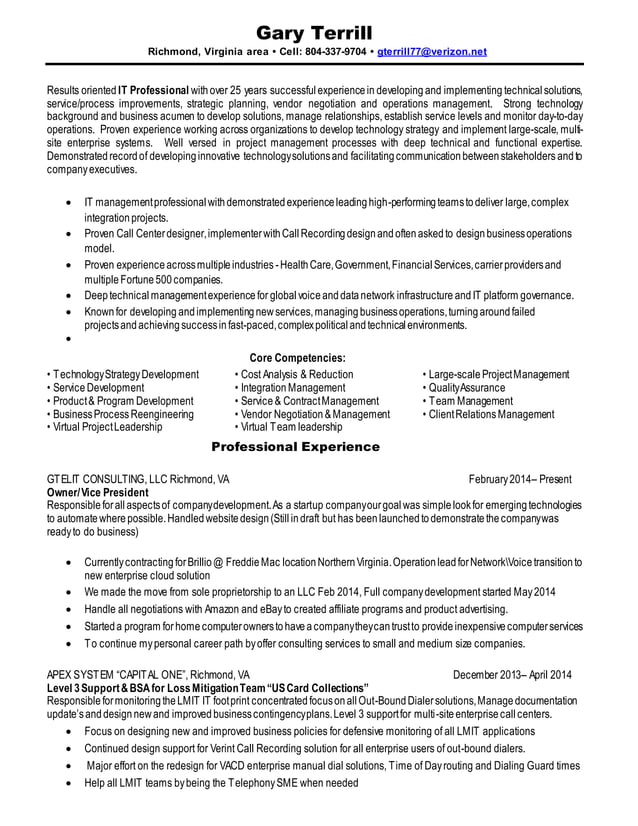 Gary Terrill resume 2015 | PDF