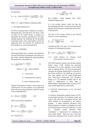 Comparative Analysis of High Speed Craft Hydrodynamic Characterization Algorithms | PDF