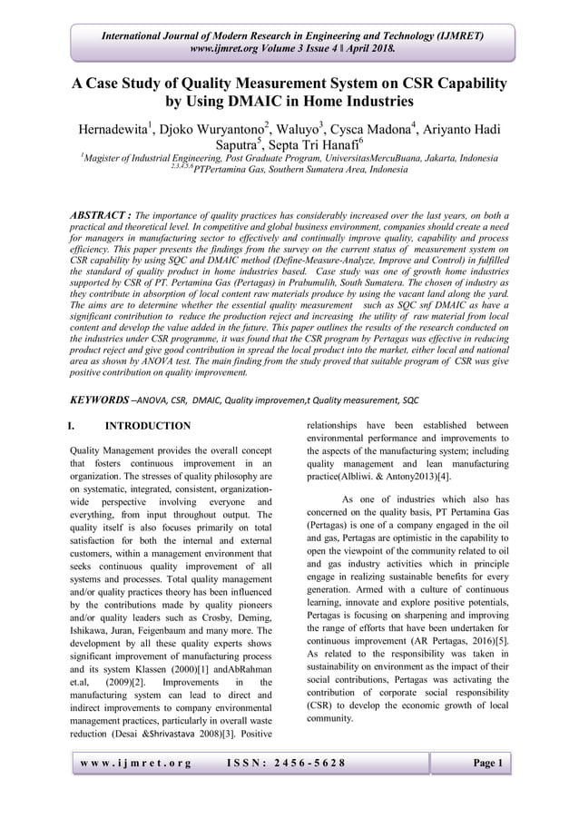 A Case Study of Quality Measurement System on CSR Capability by Using ...