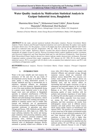 Water Quality Analysis by Multivariate Statistical Analysis in Gazipur Industrial Area ...
