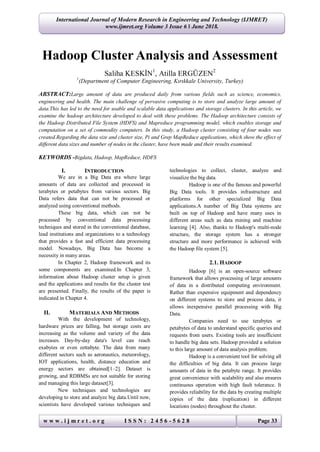 Hadoop Cluster Analysis and Assessment | PDF