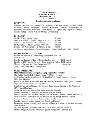 Yanet A. Fernandez-Resume | DOCX | Business Accounting & Finance | Business