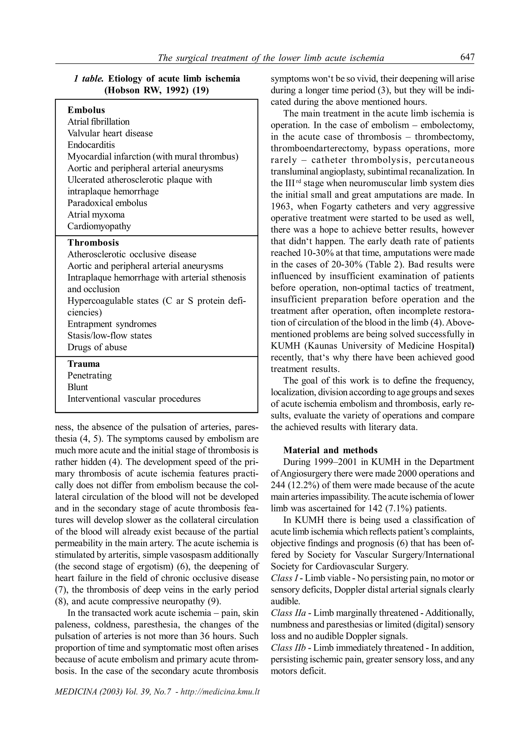 Lower limb ischemia | PDF