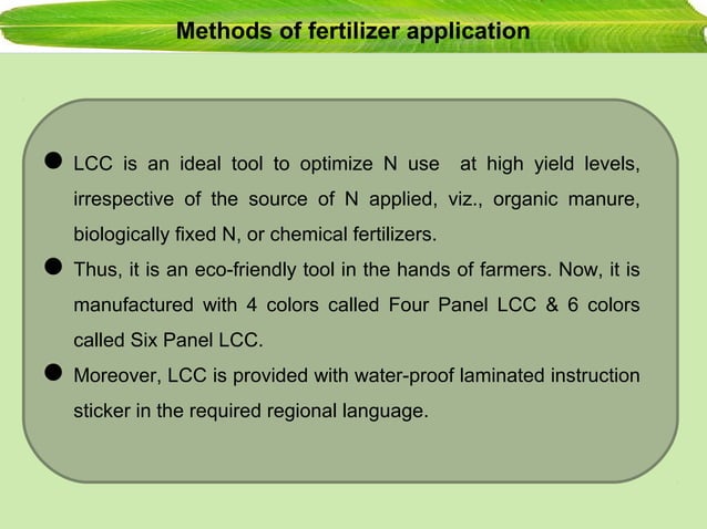 Methods of Fertilizer Application | PPT | Agriculture | Industries