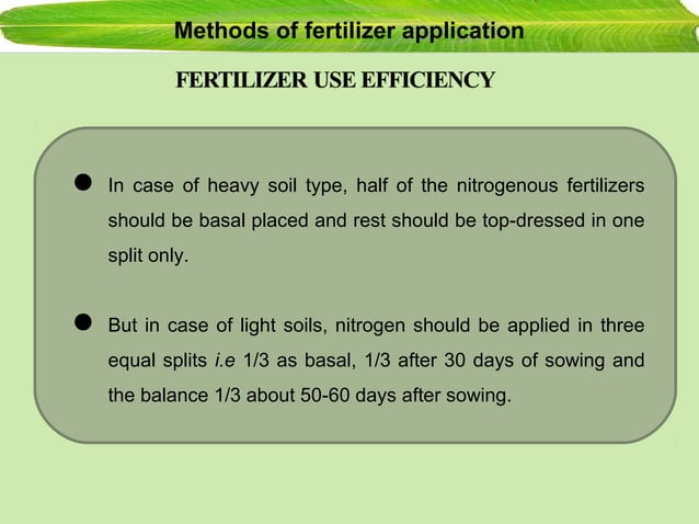 Methods of Fertilizer Application | PPT | Agriculture | Industries
