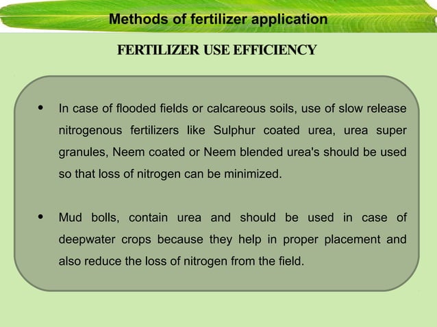 Methods of Fertilizer Application | PPT | Agriculture | Industries