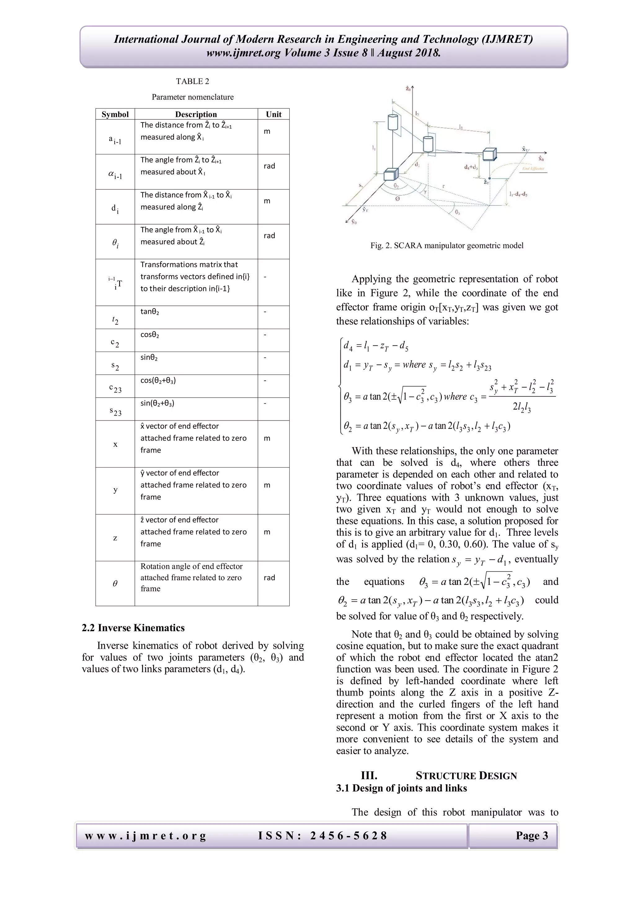 Kinematics Modeling and Simulation of SCARA Robot Arm | PDF