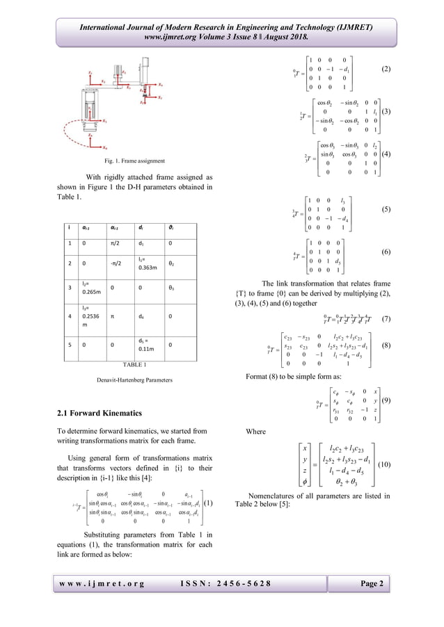 Kinematics Modeling and Simulation of SCARA Robot Arm | PDF