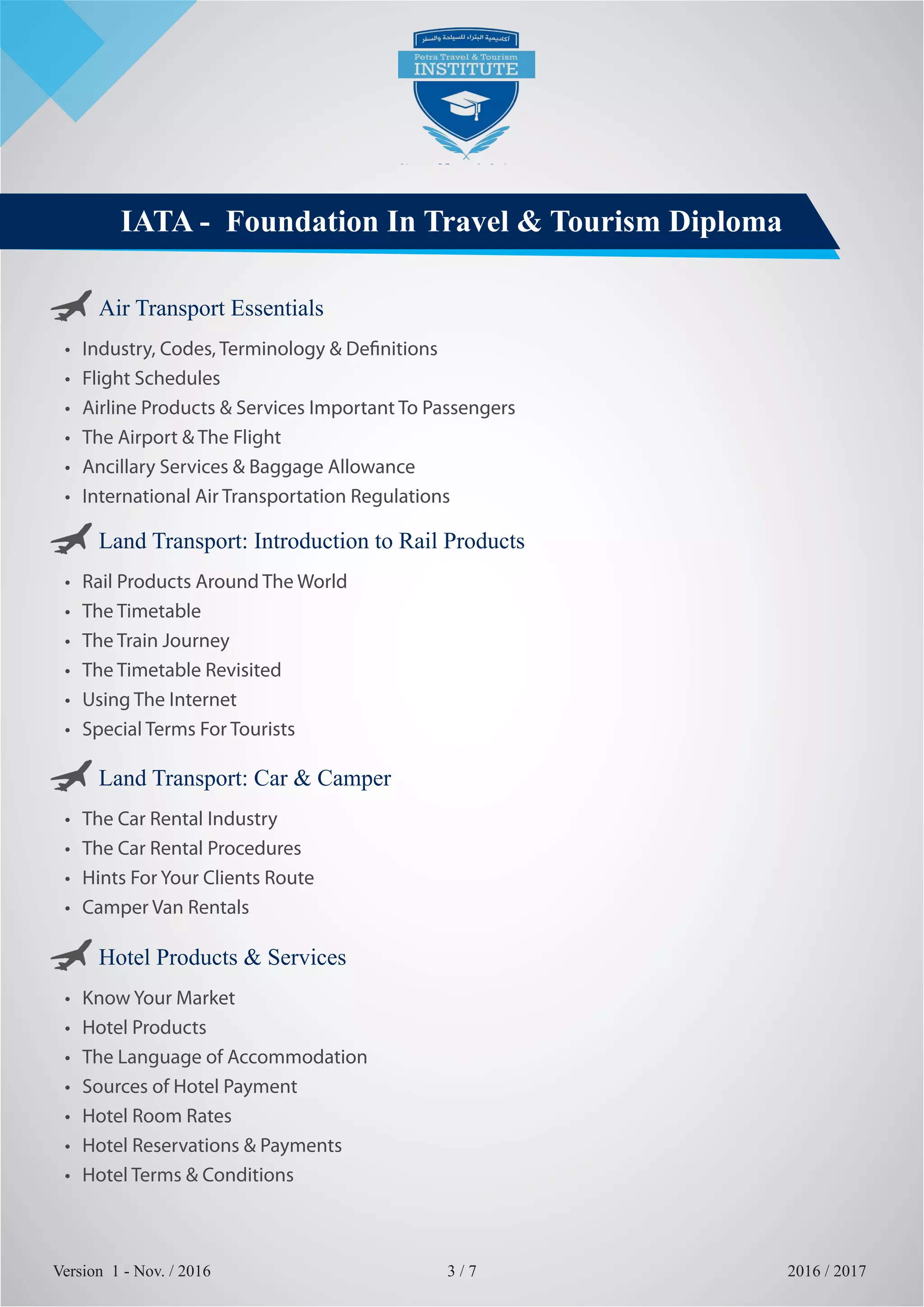 IATA - Foundation In Travel & Tourism Diploma | PDF