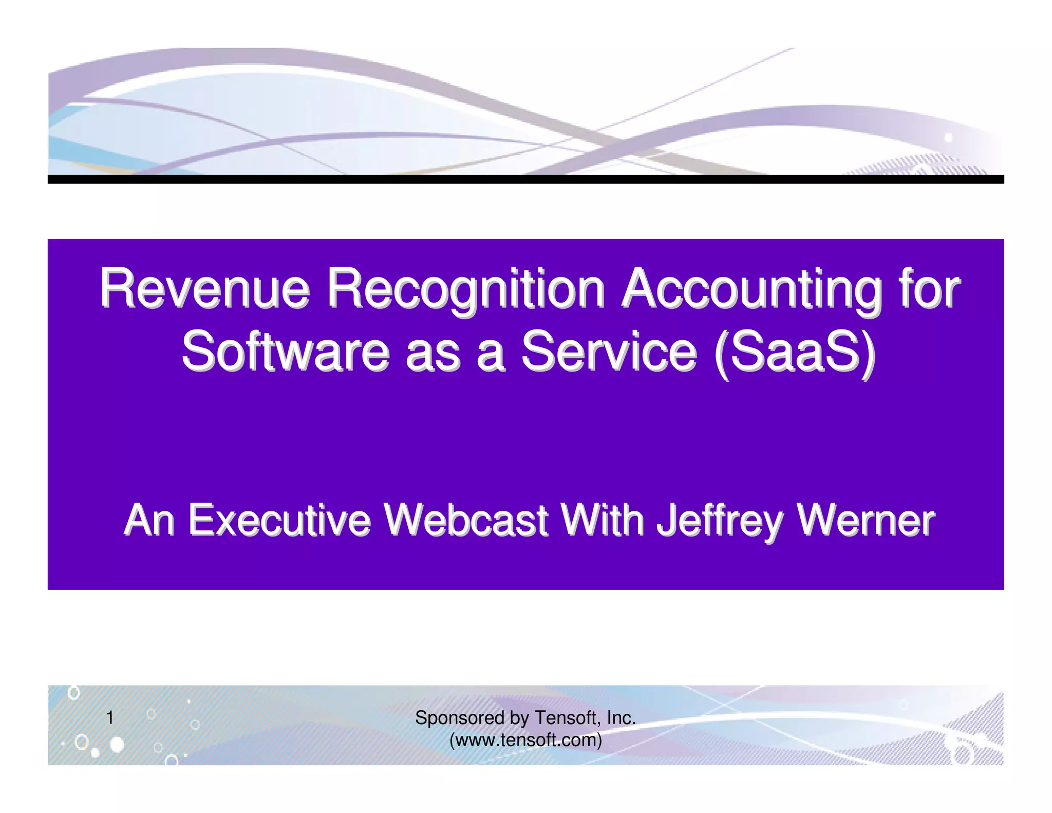 Revenue Recognition Accounting for Software as a Service (SaaS) | PDF