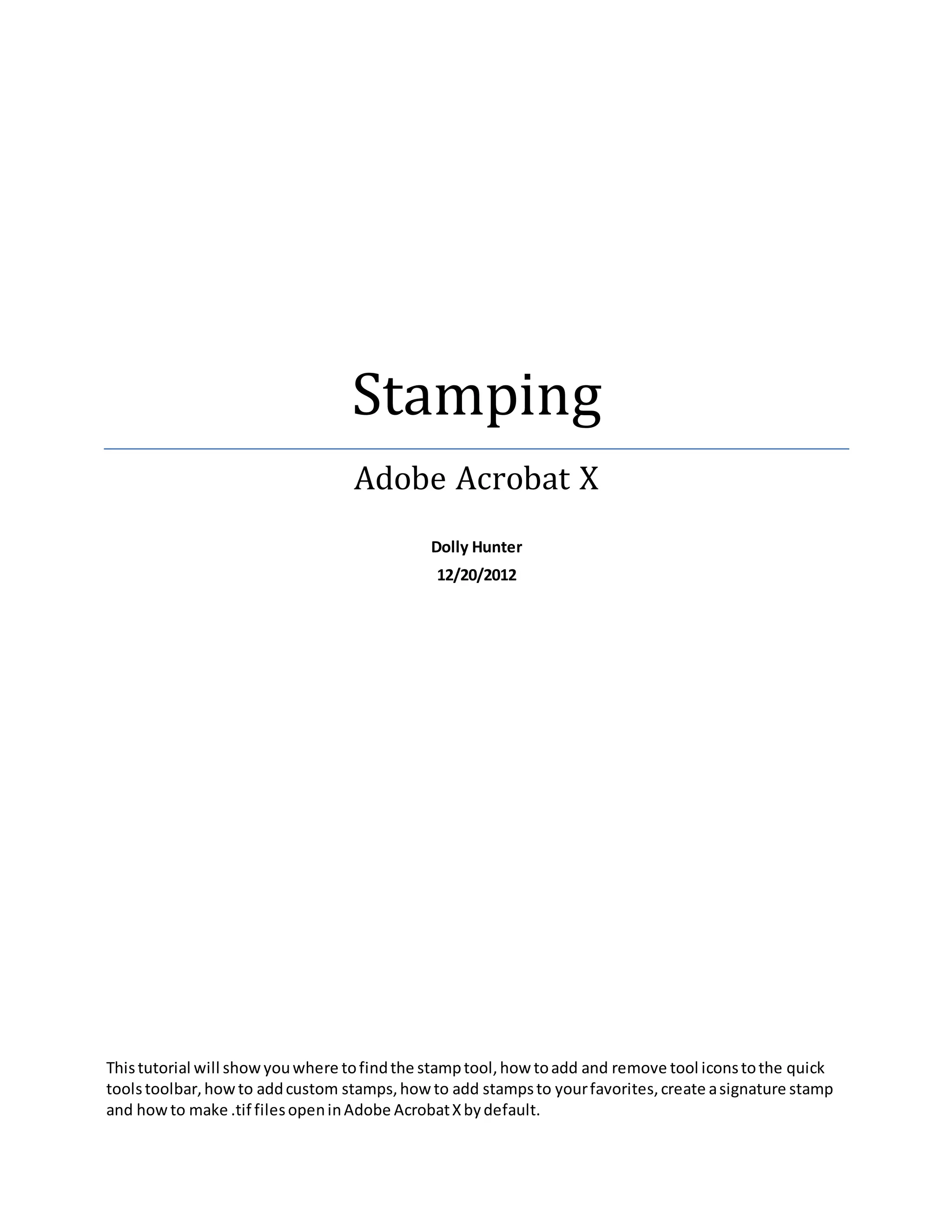 Stamps in Adobe Standard X and More | DOCX