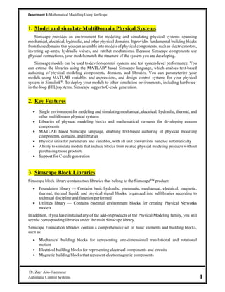 03 1 mathematical modeling using sim-scape_electrical | PDF