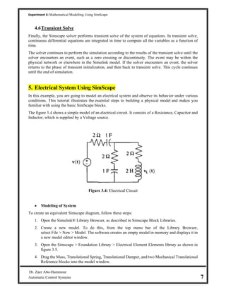 03 1 mathematical modeling using sim-scape_electrical | PDF