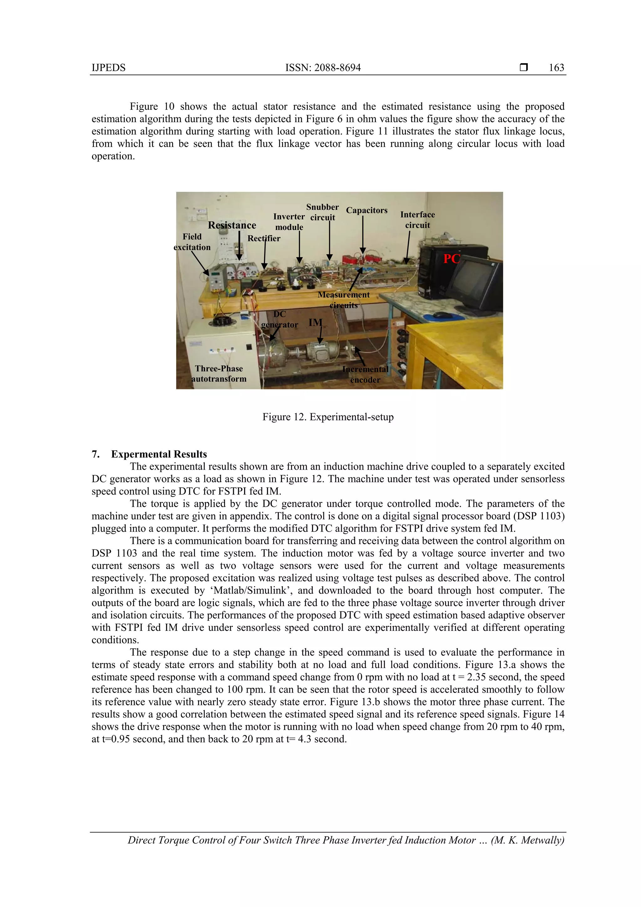 Direct Torque Control Of Four Switch Three Phase Inverter Fed Induction