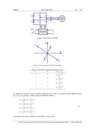 Direct Torque Control of Four Switch Three Phase Inverter Fed Induction Motor Sensorless Speed ...