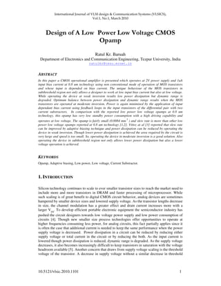 Design of a Low Power Low Voltage CMOS Opamp | PDF