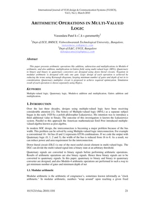Arithmetic Operations in Multi-Valued Logic | PDF