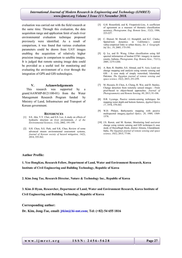 Applicability Study on the Optical Remote Sensing Techniques in a River ...