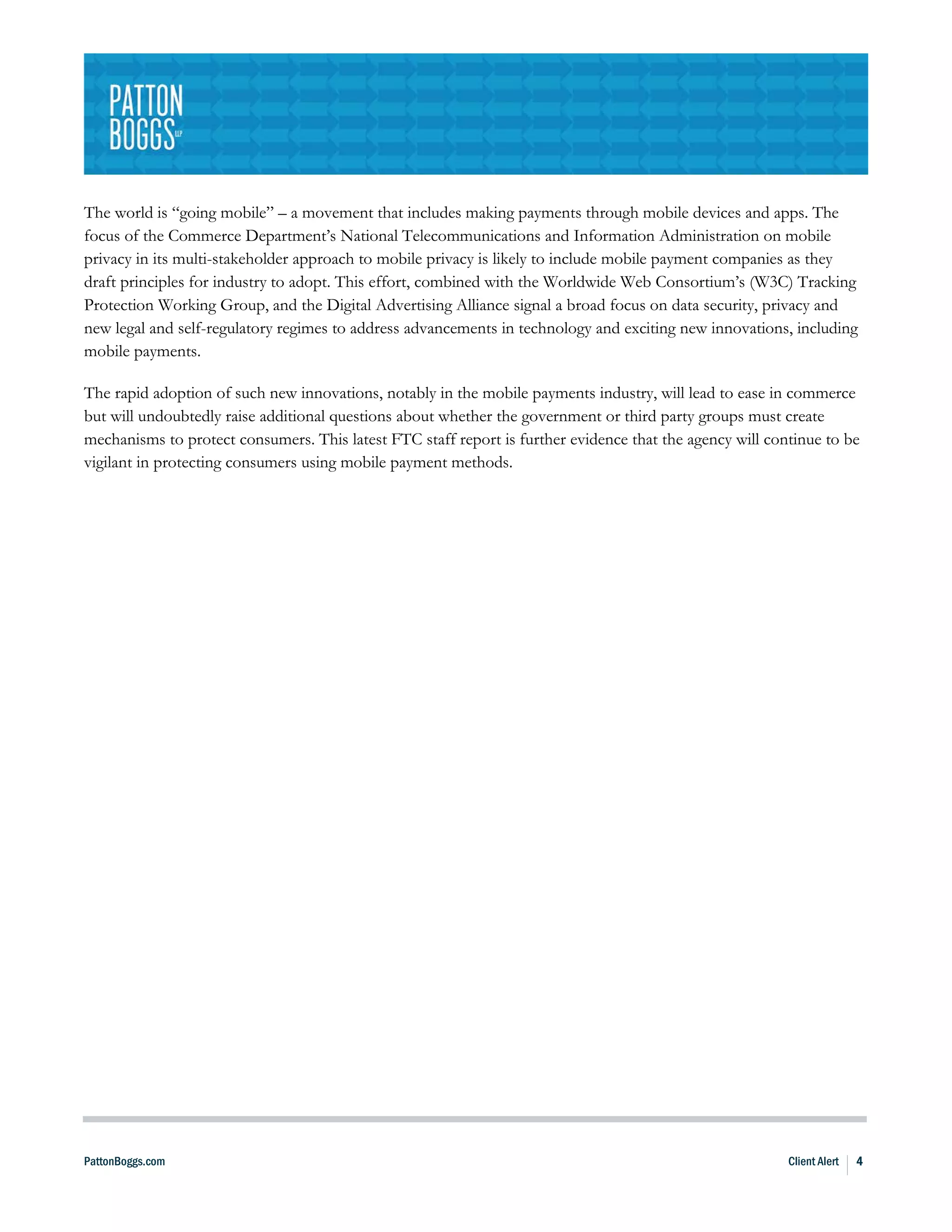 FTC Releases Report Outlining Mobile Payment Concerns | PDF