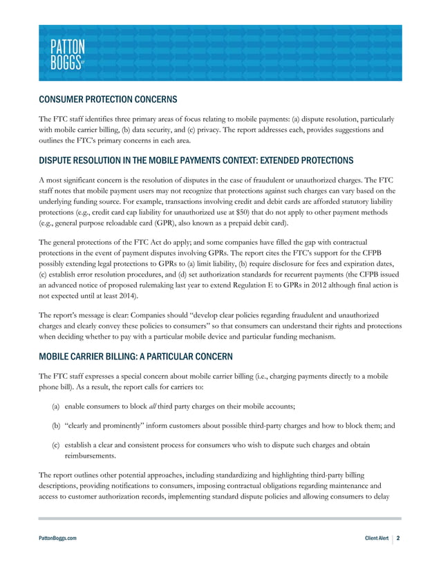 FTC Releases Report Outlining Mobile Payment Concerns | PDF