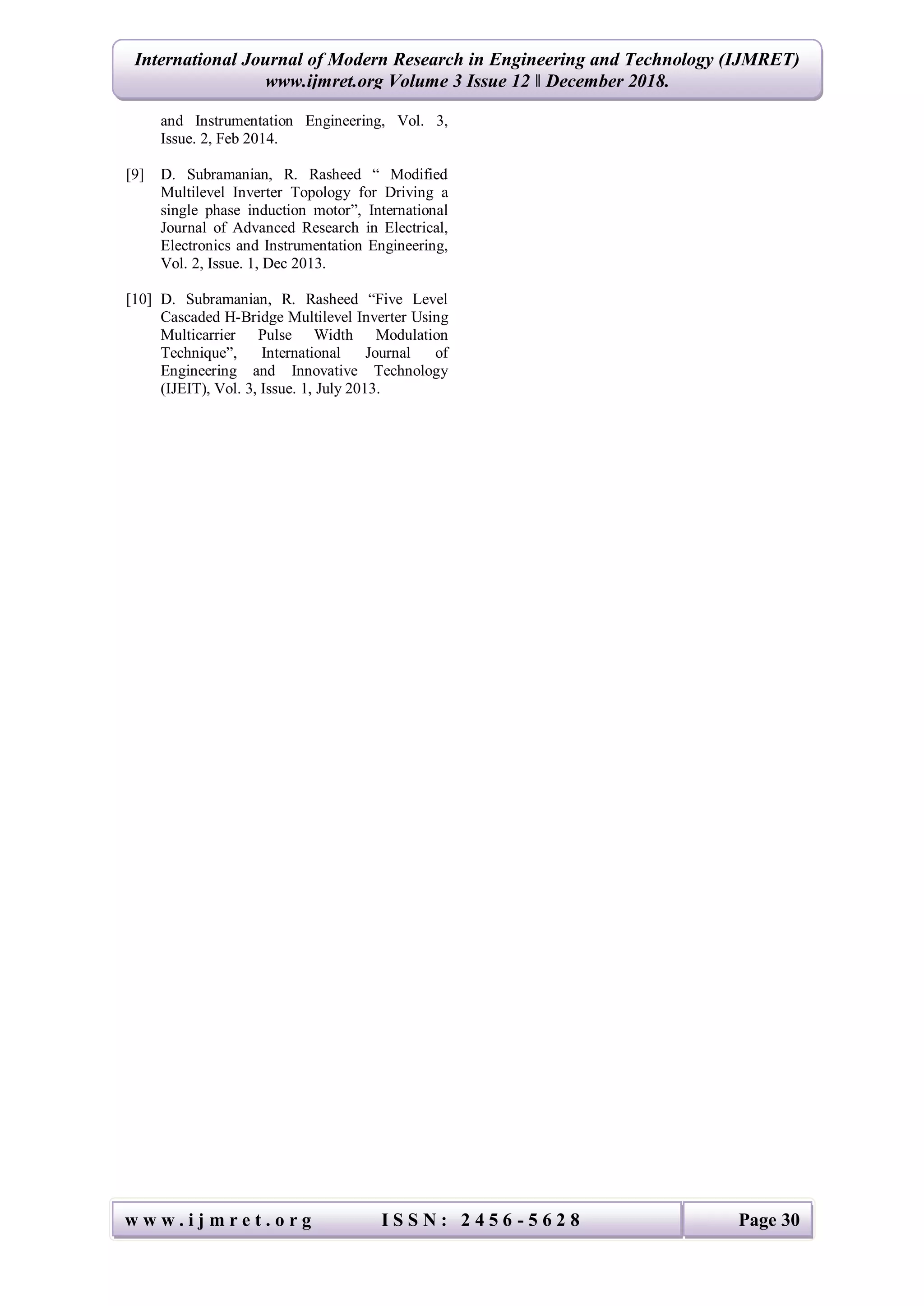 Comparative Analysis between Five Level Conventional and Modified Cascaded H-Bridge Five Level ...